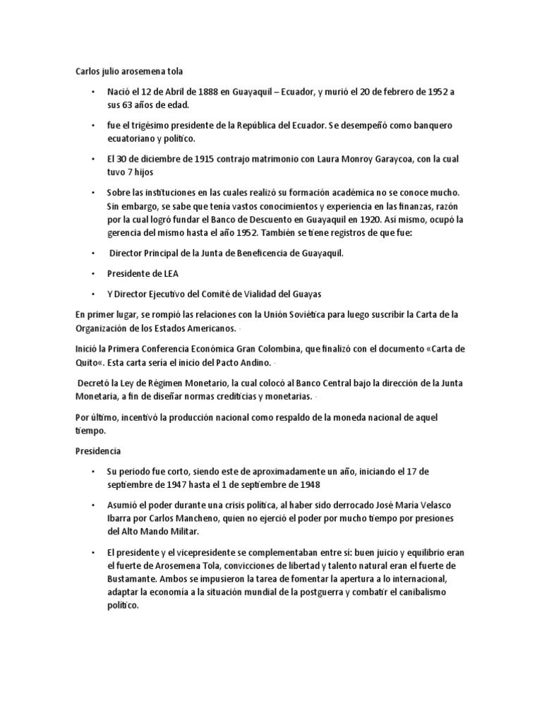 Carlos Julio Arosemena Tola DOCC | PDF