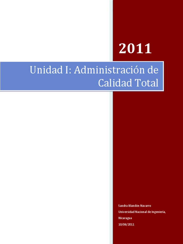 Unidad I_ Administración de Calidad Total | PDF | Calidad (comercial) | Business