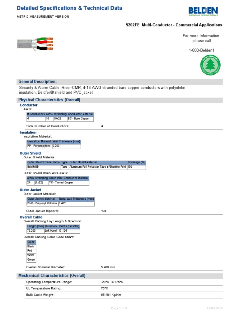 BELDEN 4C Shielded 5202FE | Download Free PDF | Electrical Conductor ...