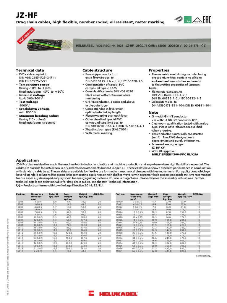 Helukabel Data Sheet | PDF