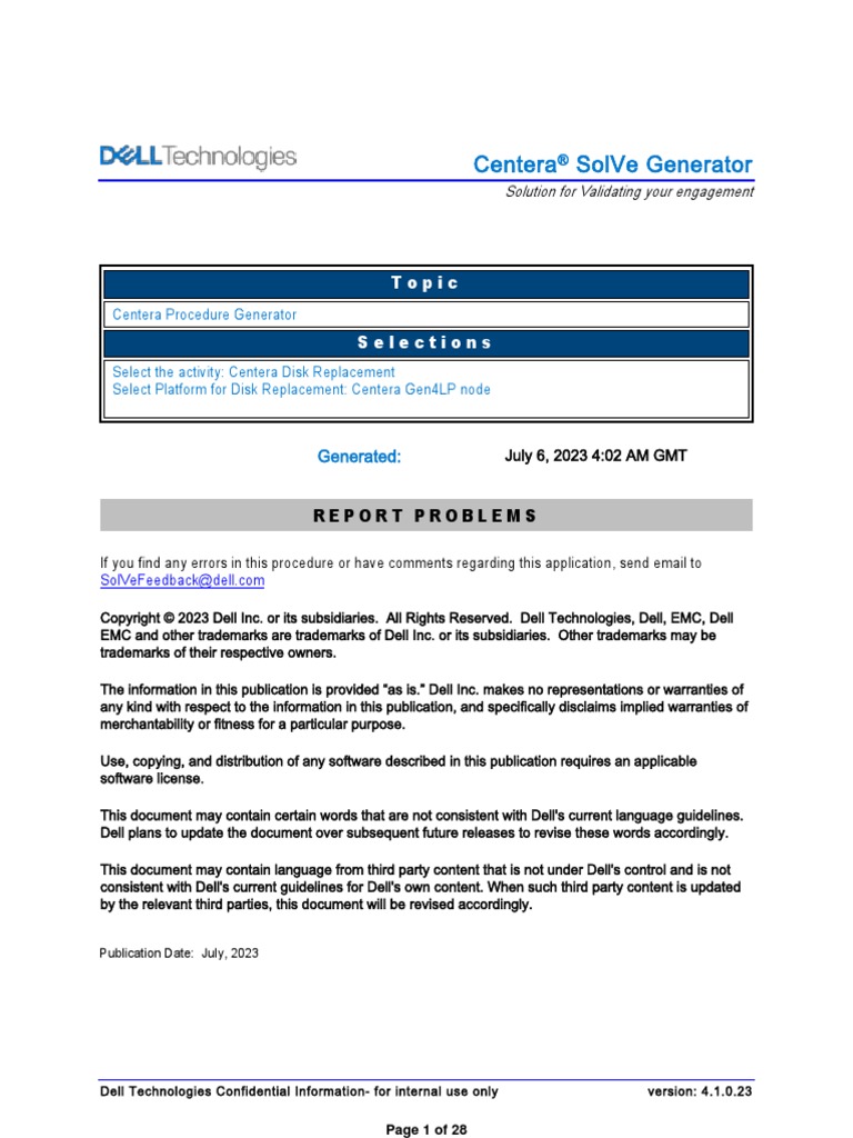 Centera - Centera Procedure Generator-Centera Disk Replacement | PDF ...