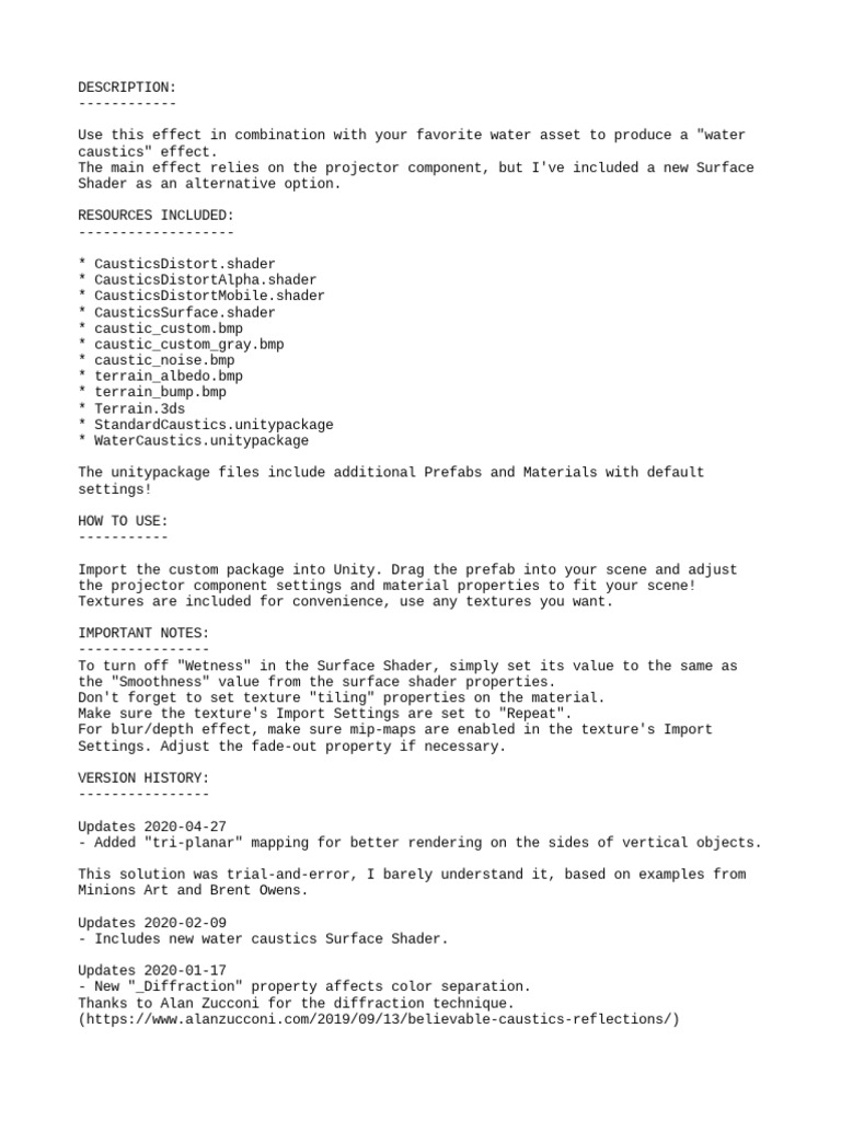 Instructions Pdf Texture Mapping Shader 