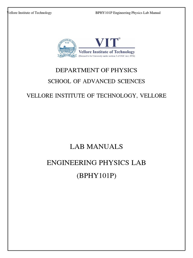 Lab Manuals Engineering Physics Lab (BPHY101P) | PDF | Photoelectric Effect | Diffraction