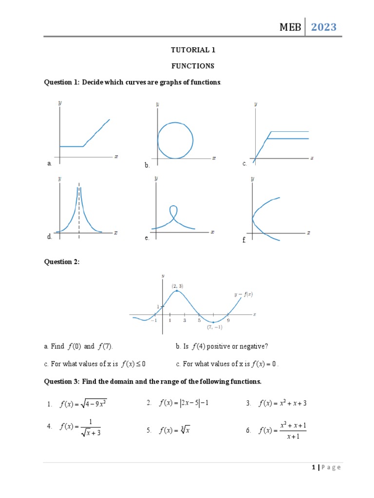 Meb 2023 Tut 1 | PDF | Function (Mathematics) | Mathematical Relations