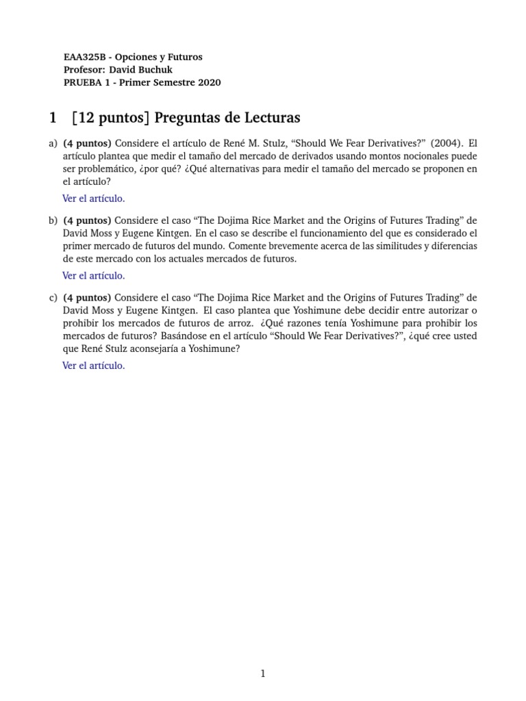 Prueba1 2020S1 | PDF | Opción (Finanzas) | Business