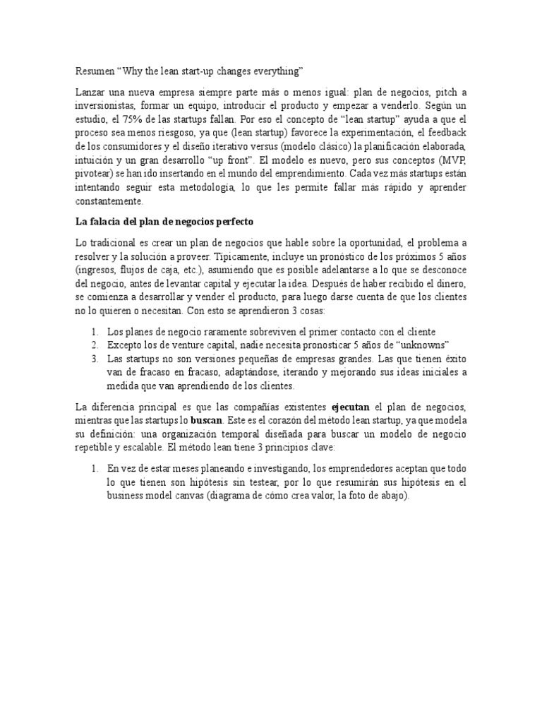 Resumen "Why The Lean Start-Up Changes Everything" | PDF