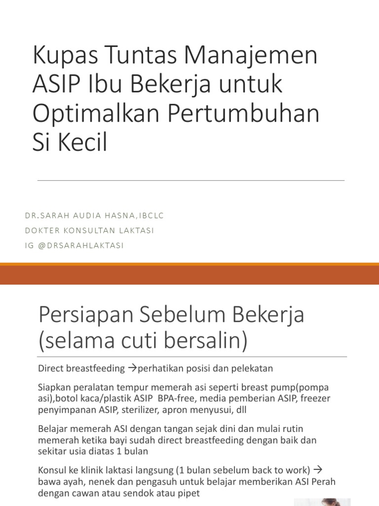 Manajemen Penyimpanan ASIP Ibu Bekerja | PDF