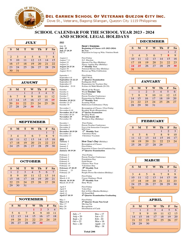 School Calendar 2023 2024 | PDF | Observances | Religious Holidays