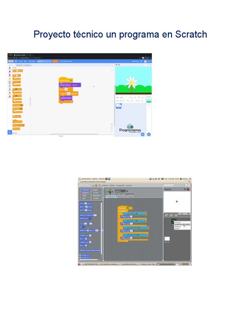 Proyecto Técnico Un Programa en Scratch | PDF | Scratch (lenguaje de programación) | Lenguaje de ...