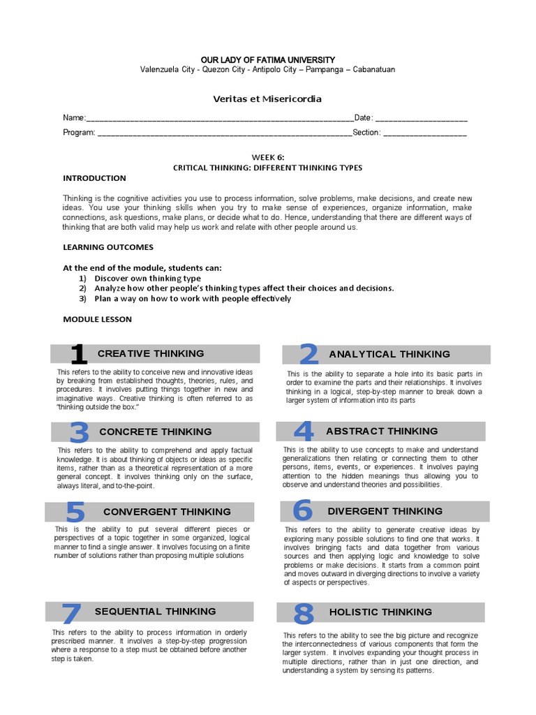 VM211 MODULE 6 Critical Thinking1 (Final) | PDF | Thought | Idea