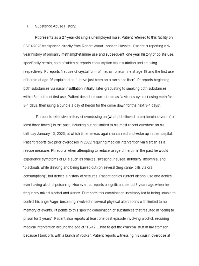 Sean Case Study | PDF | Substance Abuse | Substance Use Disorder