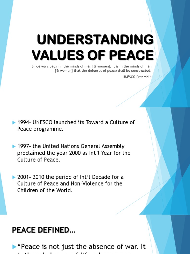 Lesson 8 - Understanding Values of Peace (Presentation) | PDF | Peace