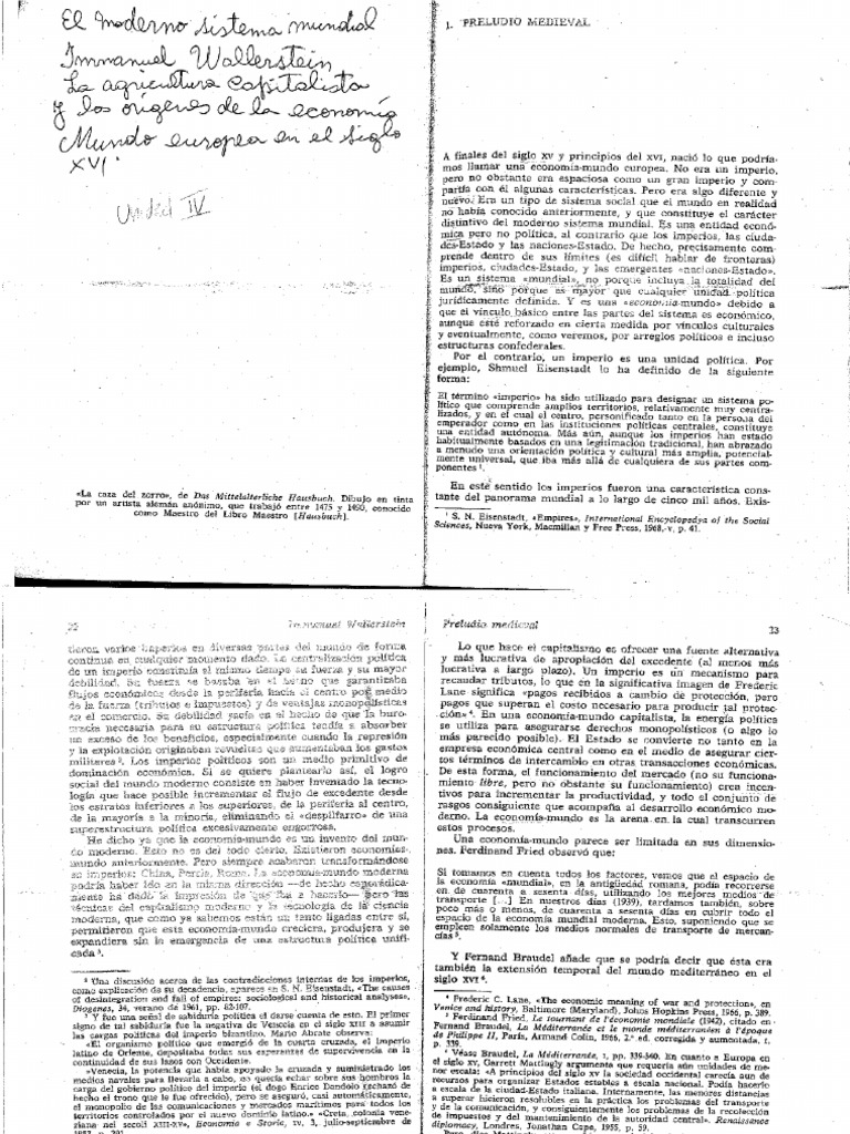 WALLERSTEIN, Immanuel El Moderno Sistema Mundial (Cap. 1 y 2) | PDF