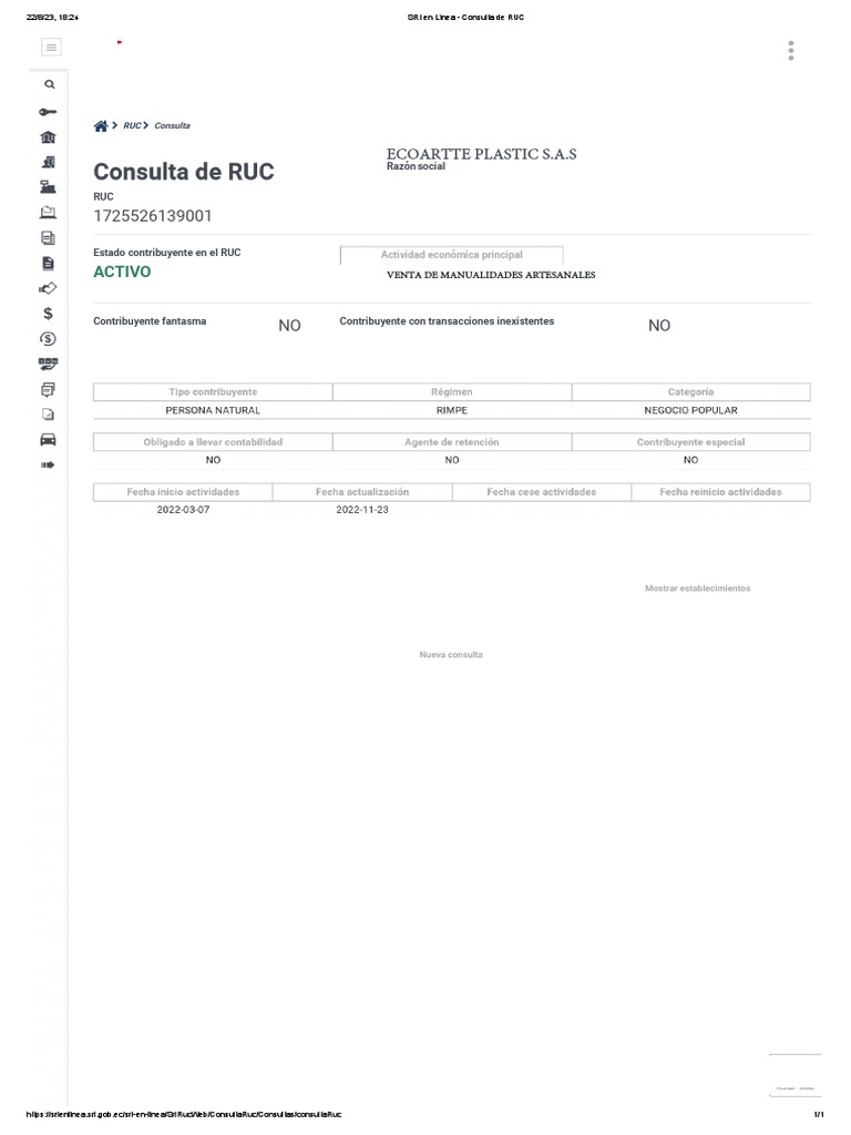 SRI en Línea - Consulta de RUC | PDF