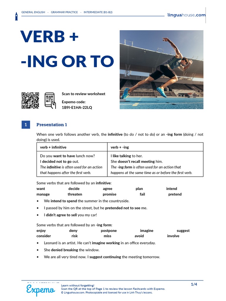 Verb Ing or To British English Student | PDF