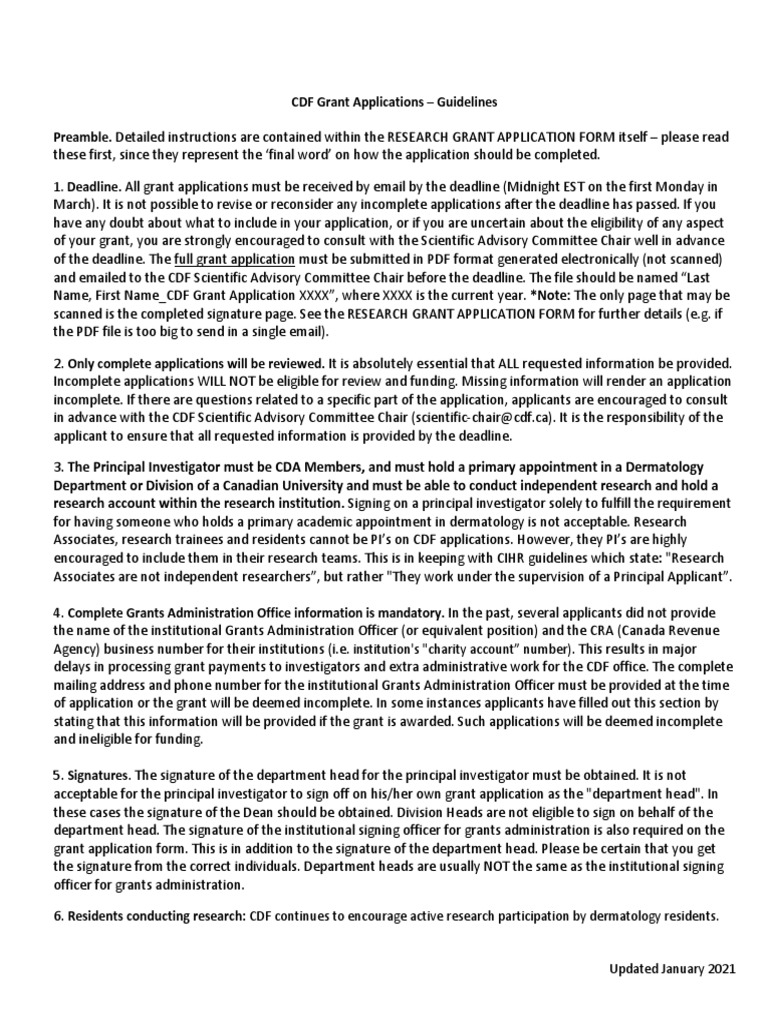 CDF Grant Application Guidelines 2021 | PDF | Finance & Money Management