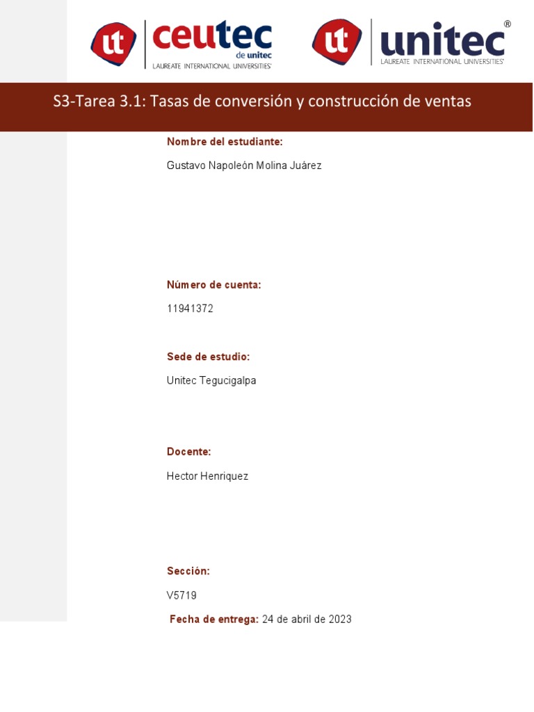 S3-Tarea 3.1 Tasas de Conversión y Construcción de Ventas - Gustavo ...