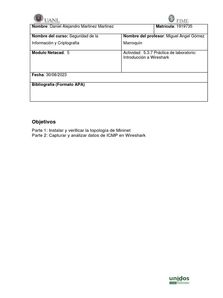 Práctica de ICMP y Mininet en Wireshark | PDF | Negocios | Informática