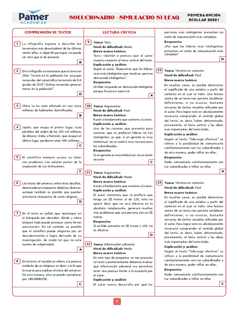 SOLUCIONARIO S1 - LEAQ V | PDF | Paradigma | Razón