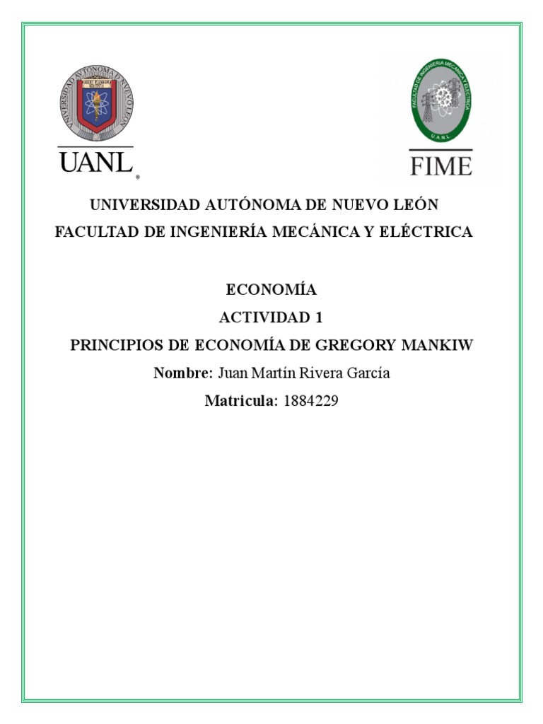 Actividad 1 Principios de Economia de Gregory Mankiw. | PDF | Inflación ...