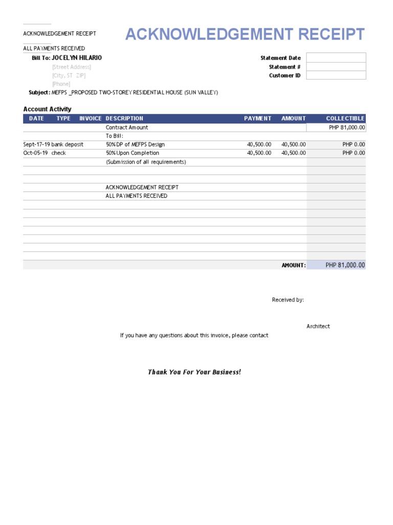 SAMPLE Aknowledgement Receipts | PDF | Receipt | Spreadsheet