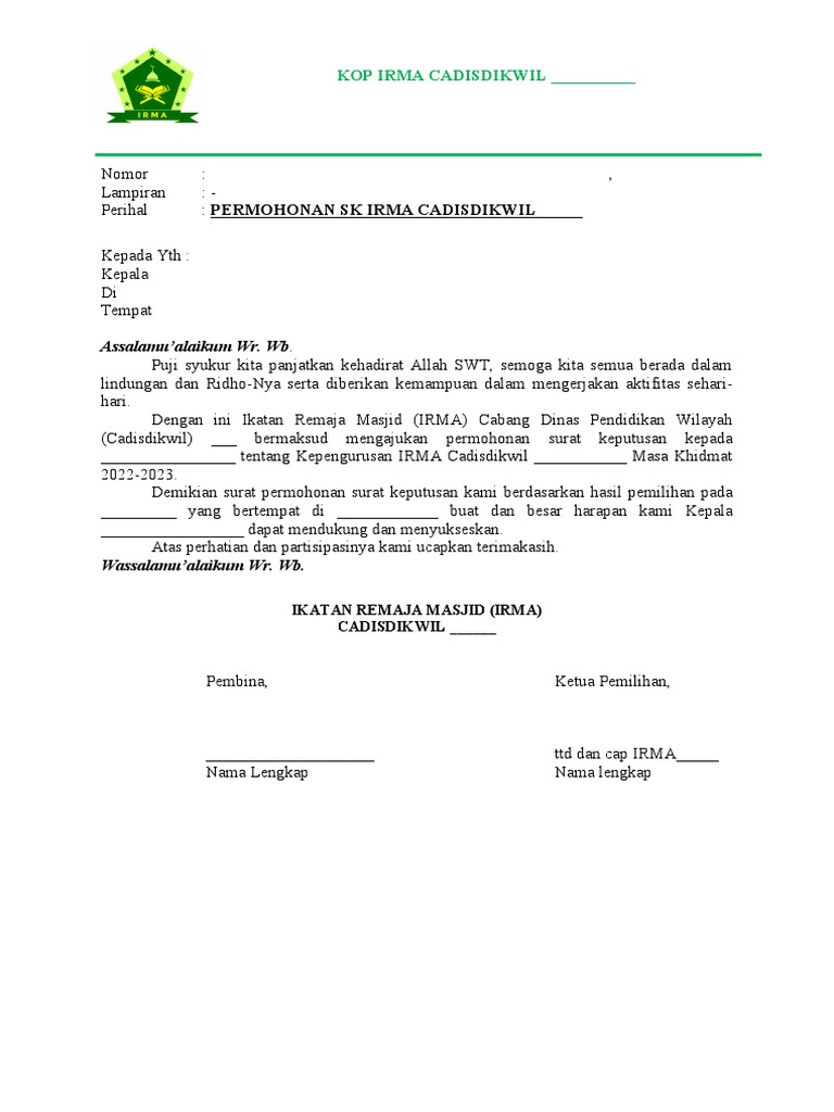 Format Permohonan SK IRMA | PDF | Karier & Perkembangan