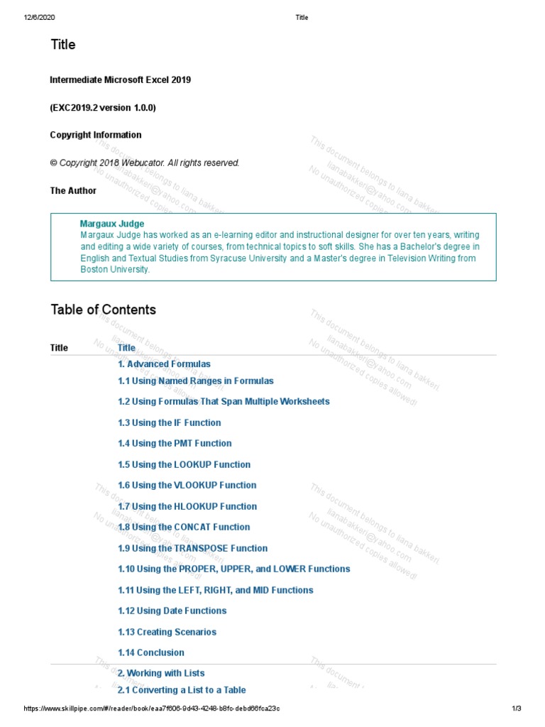 55269A - Intermediate Microsoft Excel 2019 - Skillpipe | PDF ...