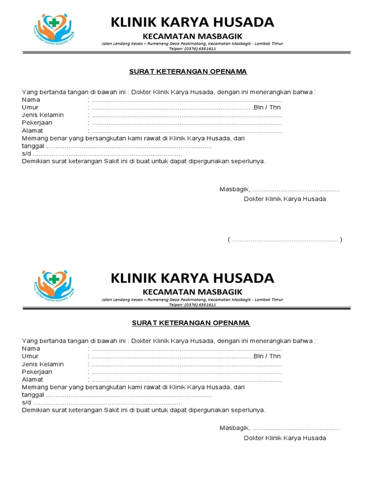 Surat Keterangan Opname | PDF