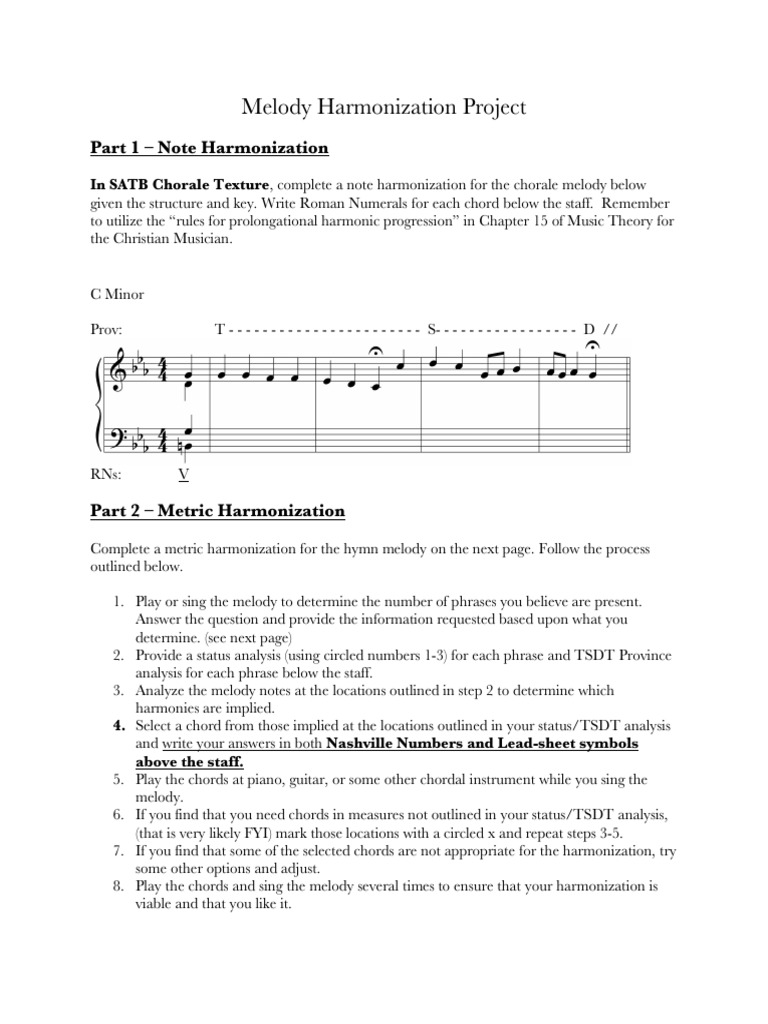 Melody Harmonization Project | PDF | Harmony | Chord (Music)