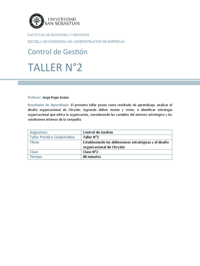 CG C2 2 Taller2 Control de Gestion | PDF | Business | Calidad (comercial)