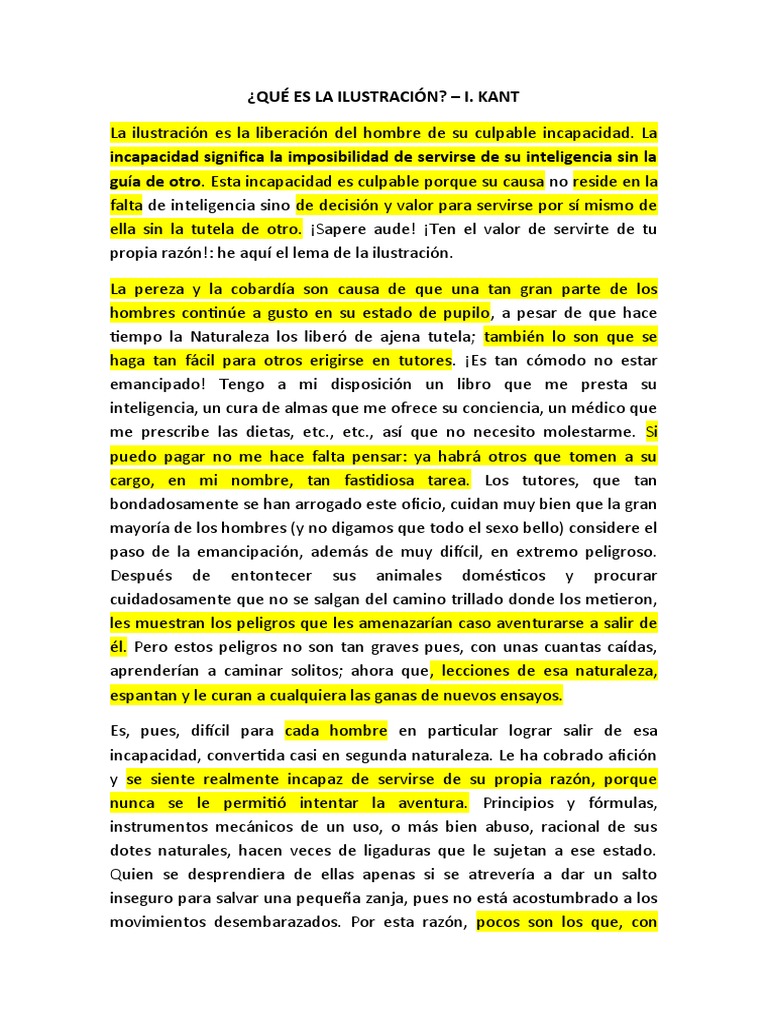Qué Es La Ilustración | PDF | Immanuel Kant | Era de iluminacion