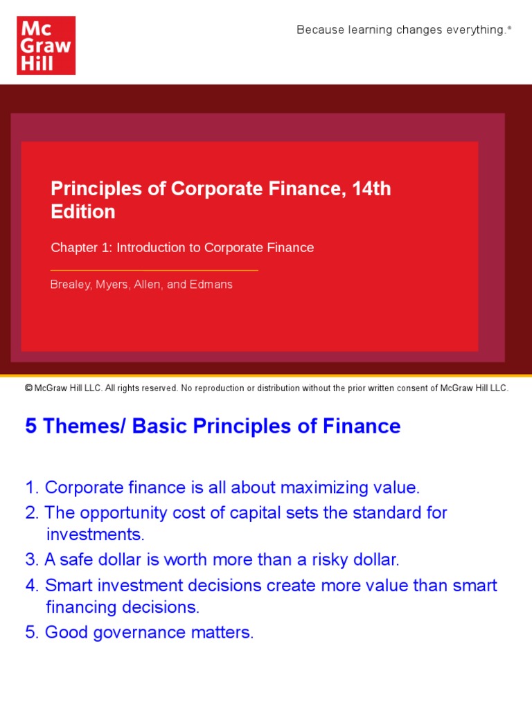 Brealey Intro 14e Chap001 HW1 5 Principles DUE 2.07.23 | PDF | Business | Law