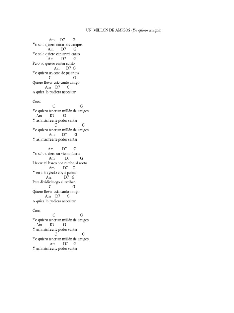 Un millón de amigos: Acordes y letra | PDF