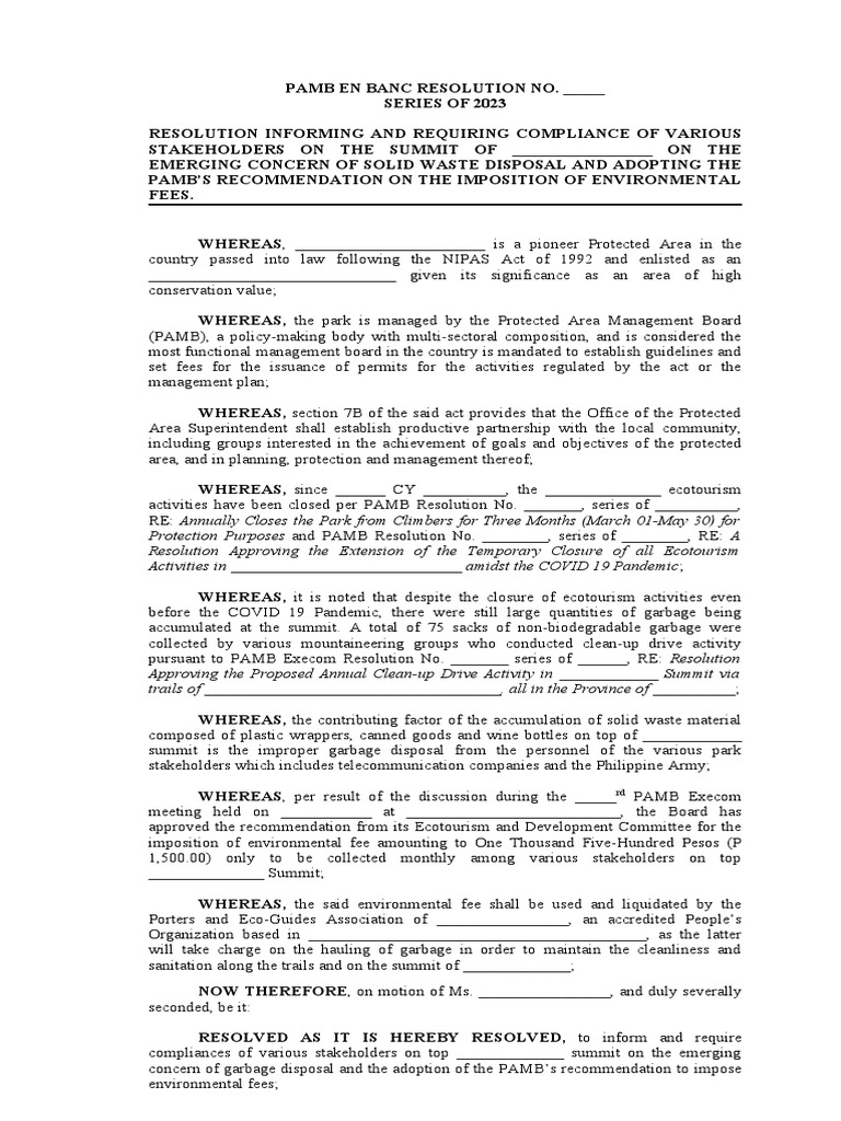 Environmental Fee Reso | PDF