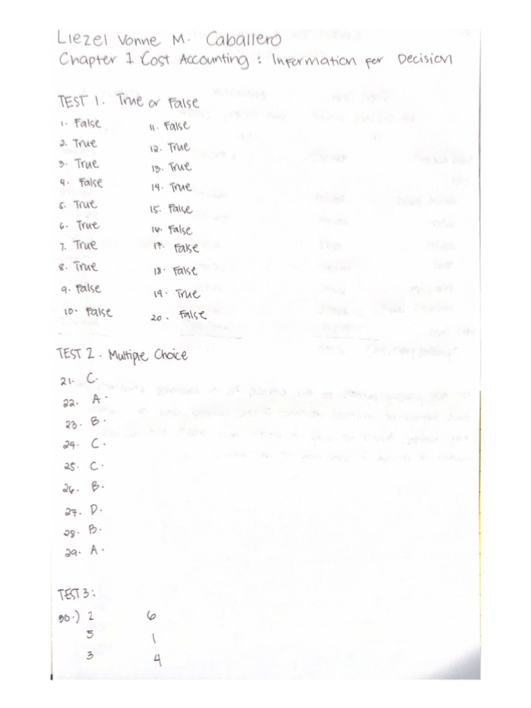Cost Acctg. Chap. 1&2 Answers | PDF