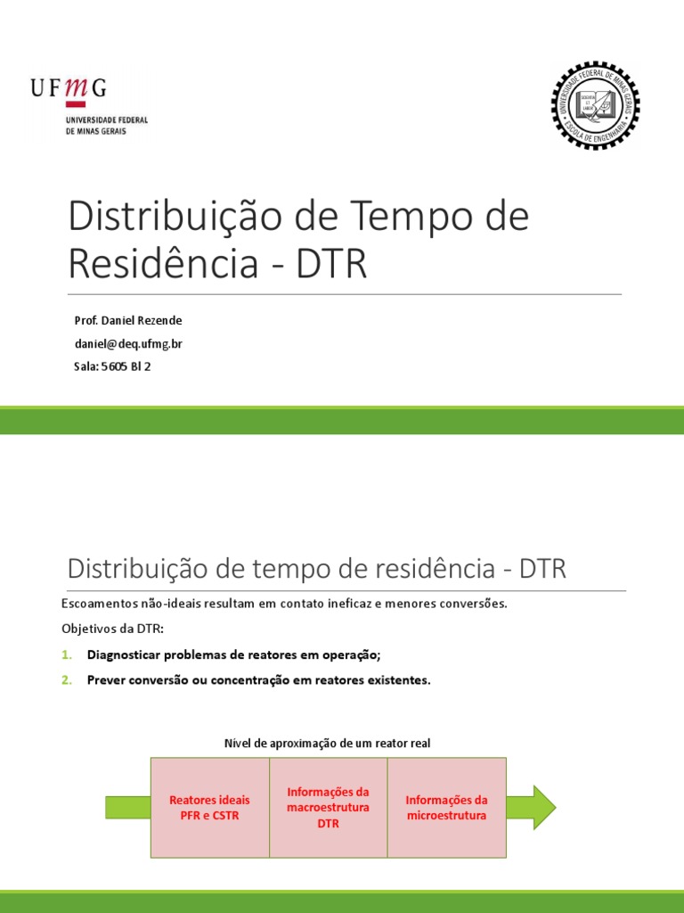 DTR - Cinetica e Cauculo de Reatores | PDF | Reator químico | Tempo