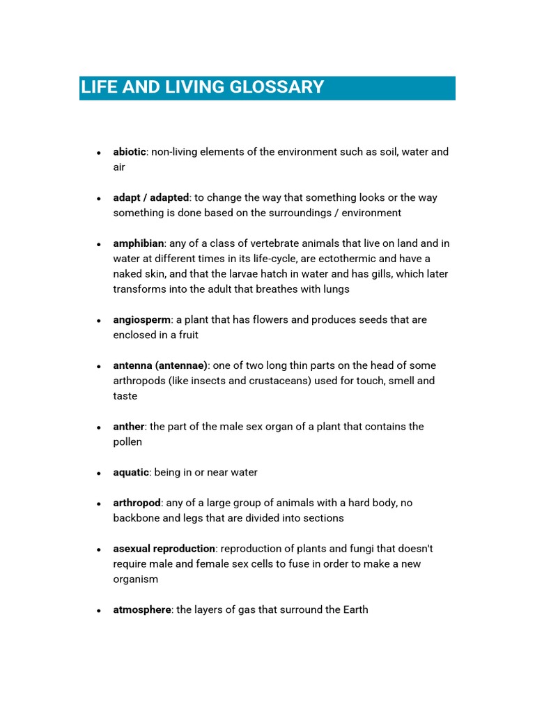 7th Grade Biology Glossary-2 | PDF