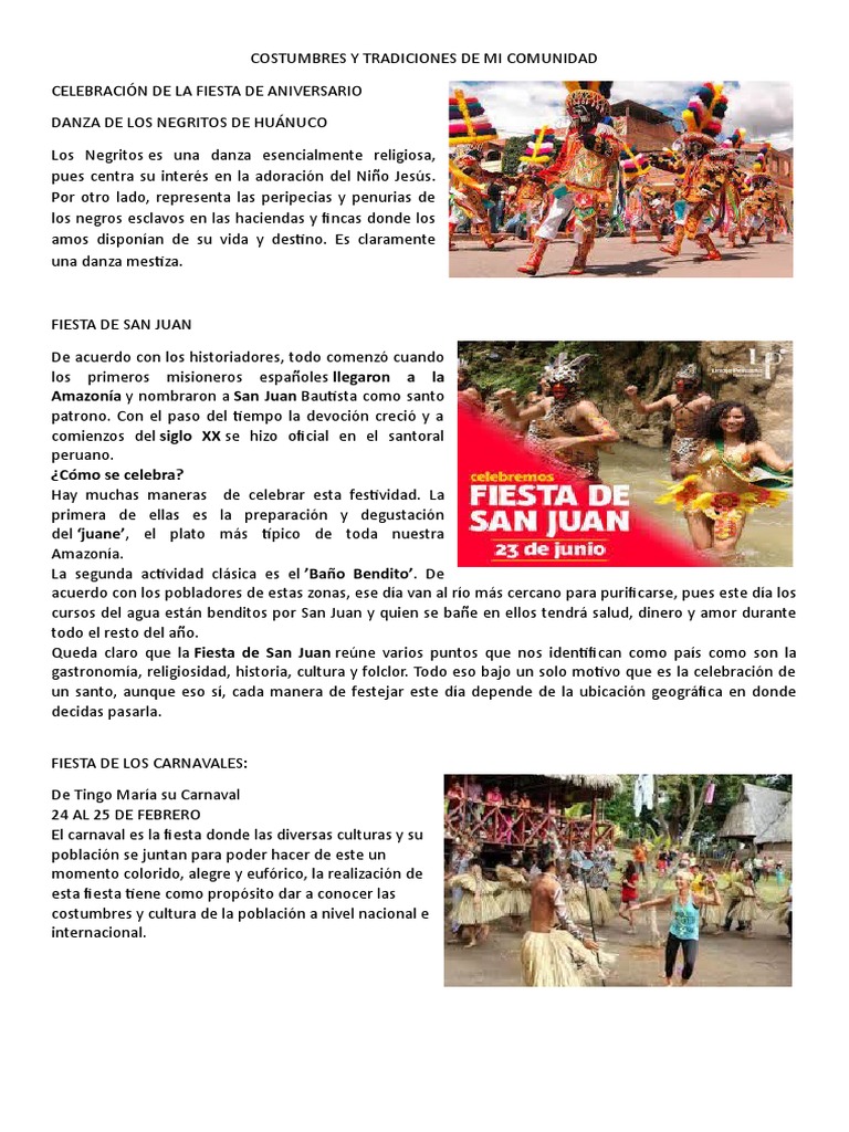 Costumbres y Tradiciones de Mi Comunidad | PDF | Alimentos | Comida y ...