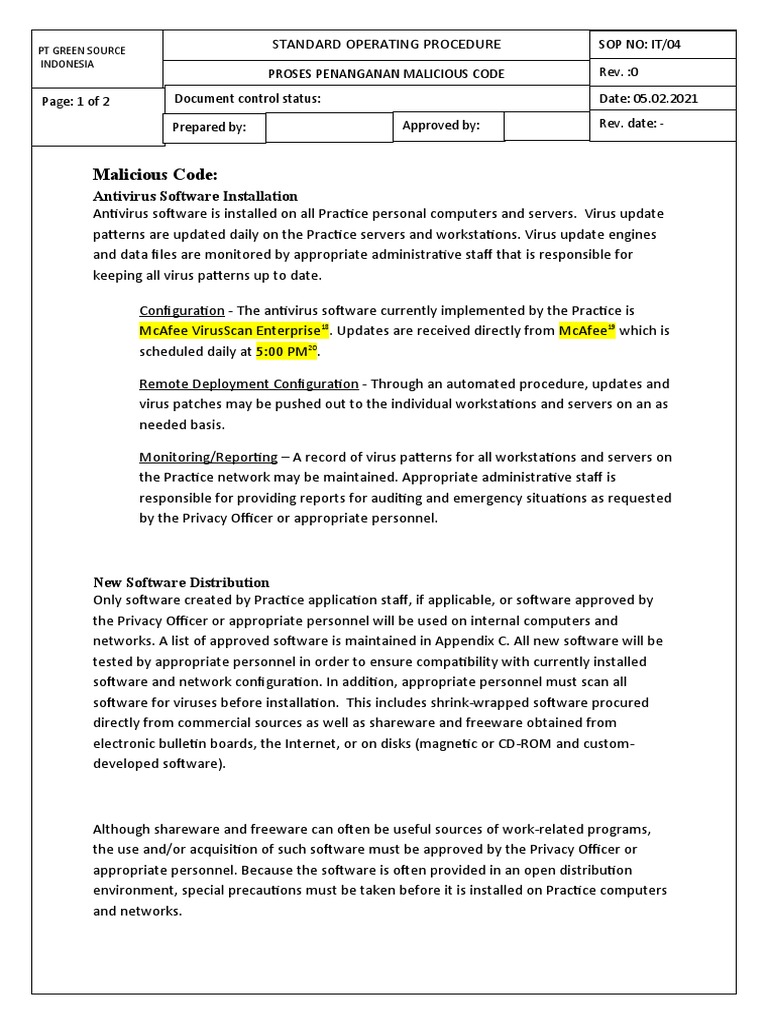 SOP-04-Proses Penanganan Malicious Code | PDF | Computer Virus ...