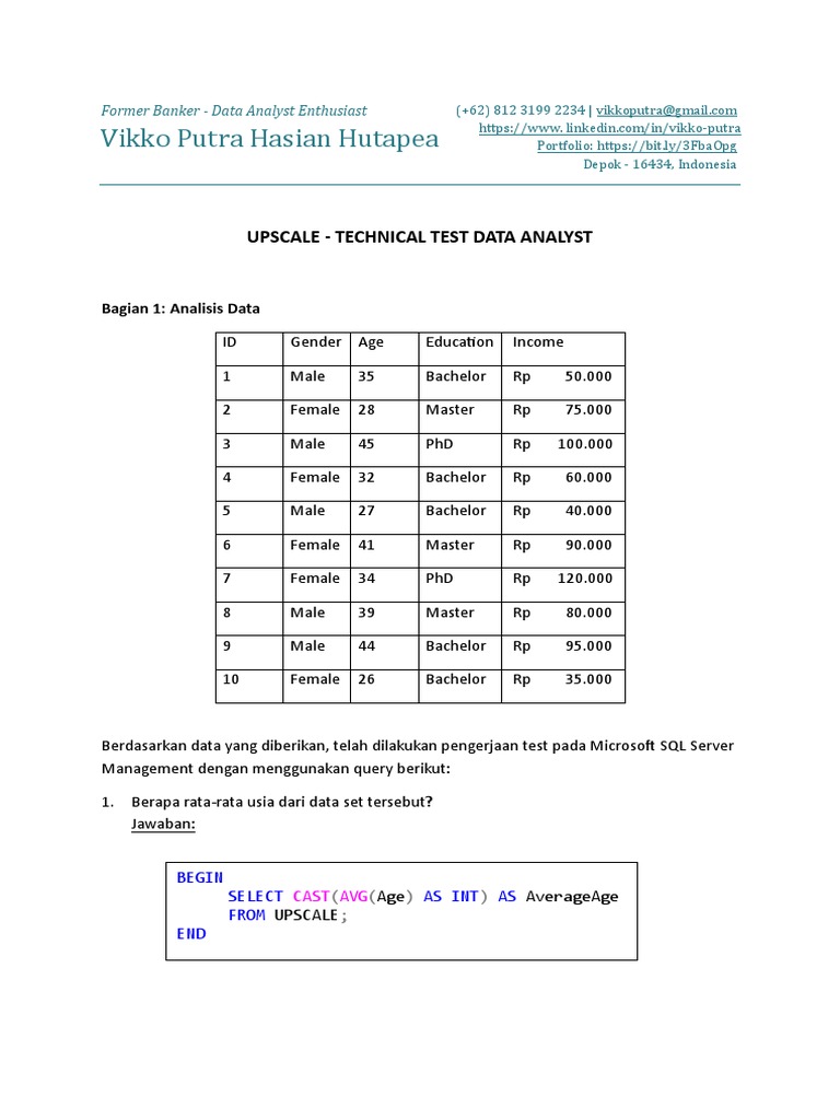Upscale - Technical Test Data Analyst | PDF | Karier & Perkembangan ...