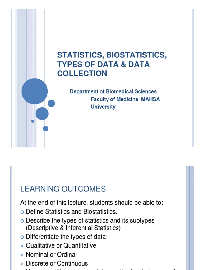Lecture 1 - Statistics, Types of Data - Data Collection Batch 11 | PDF ...