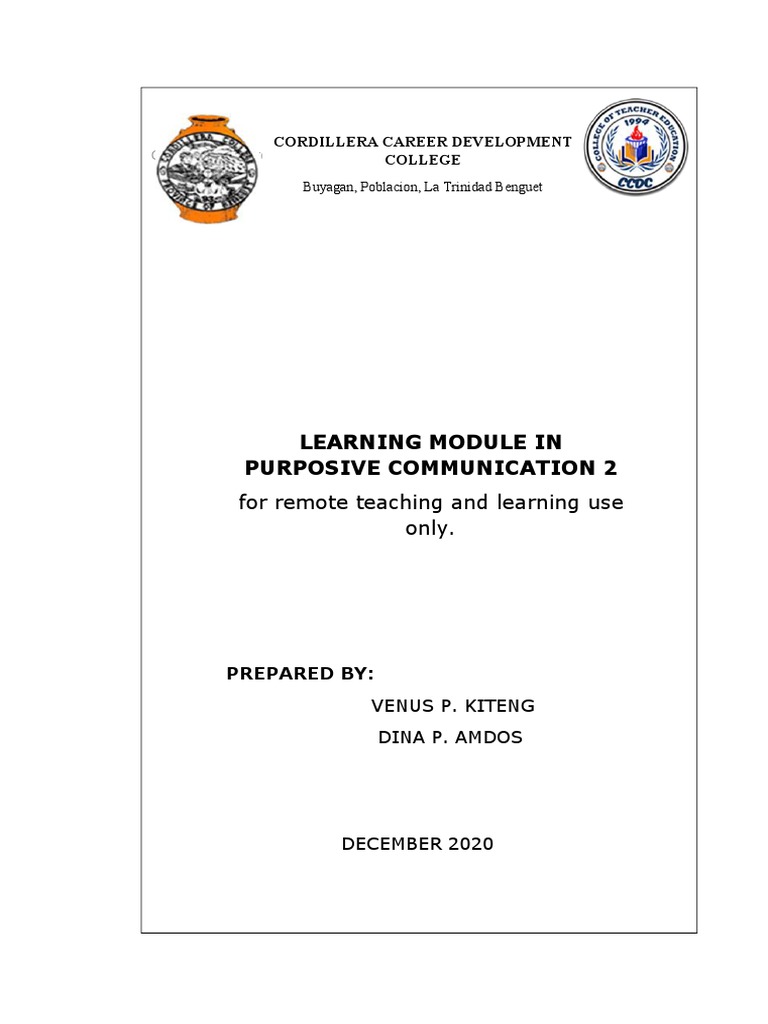 Purposive Communication Learning Module | PDF | Public Speaking | Rhetoric
