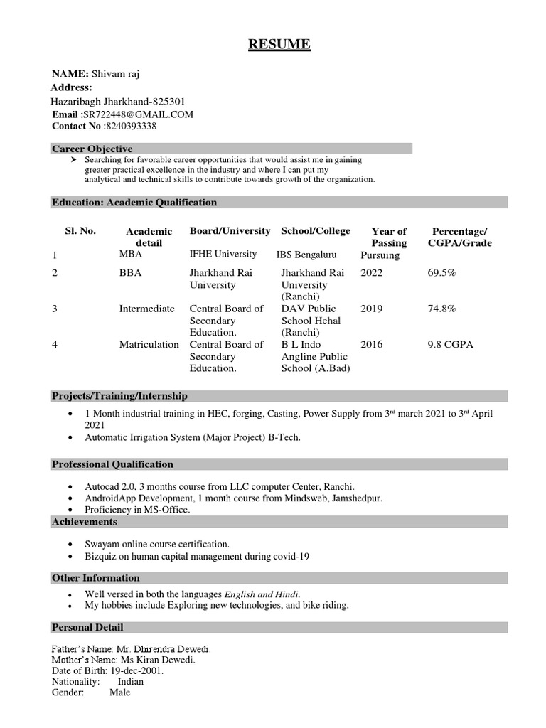 Shivam Resume 2 | PDF