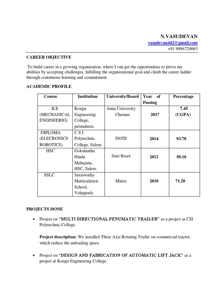Vasu Resume | PDF | Engineering | Physical Sciences