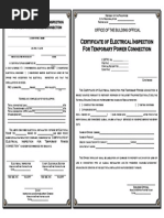 Certificate of Electrical Inspection For Temporary Power Connection ...