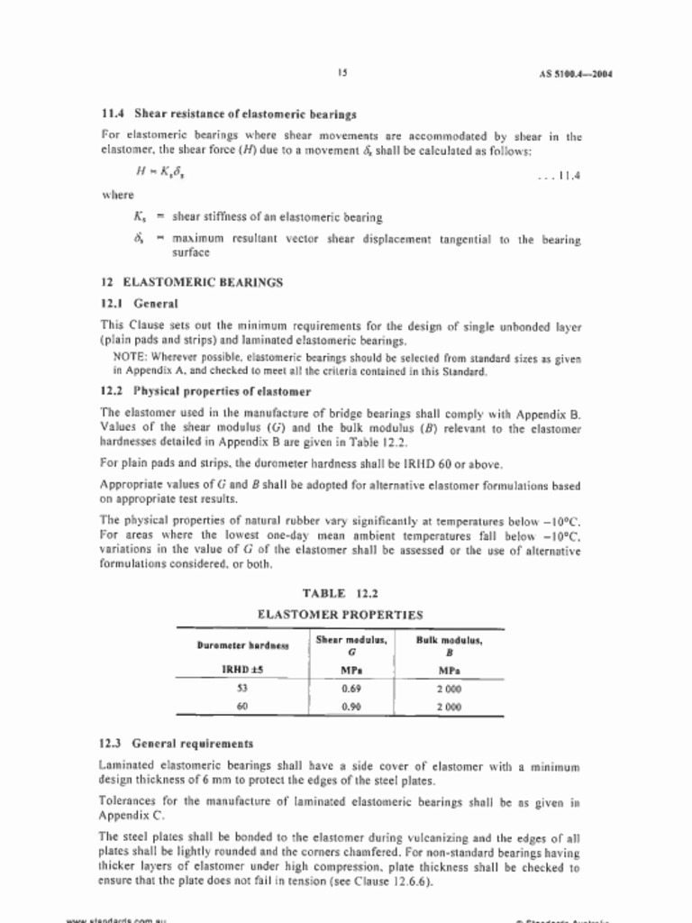 Elastomeric - Bearings - AS 5100.4 2004 | PDF