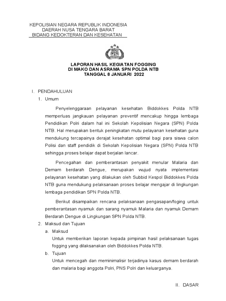 Laporan Fogging | PDF