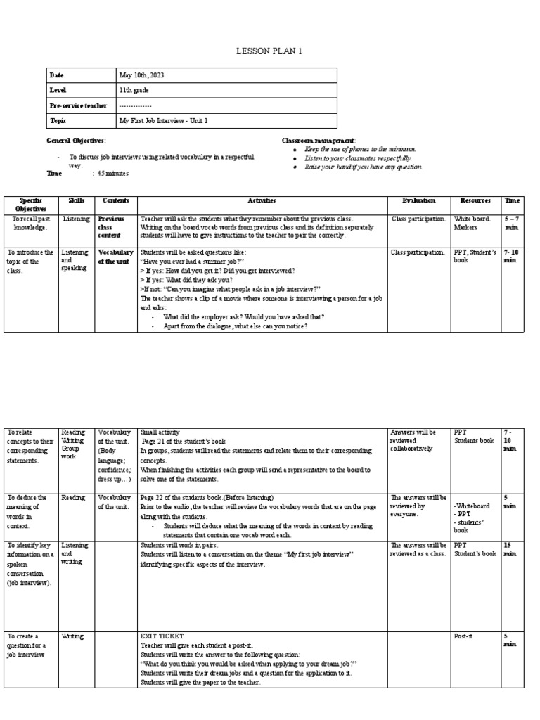 Planning 11th Grade | PDF