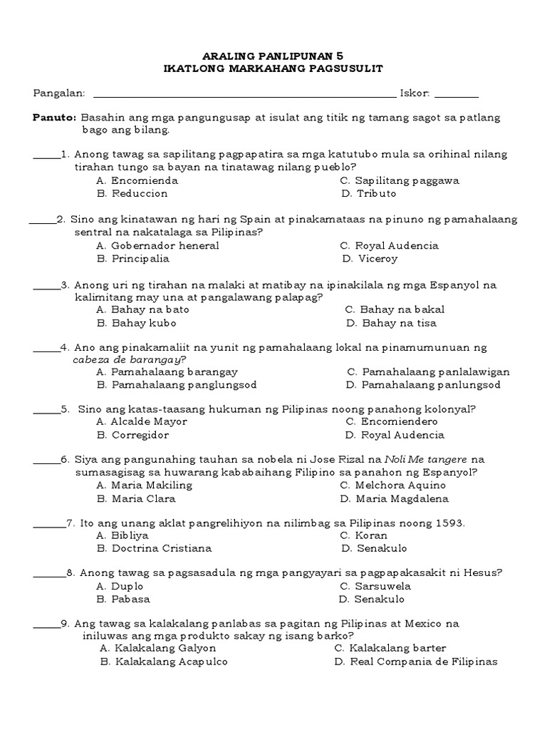 3rd Periodical Test Ap Final Pdf