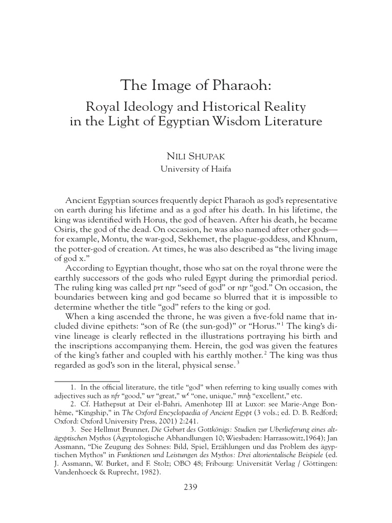 Nili Shupak - The Image of Pharaoh - Royal Ideology and Historical ...